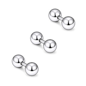 Yaalozei 14G Big Piercing Balls PA Ring Piercing Jewelry 316L Surgical Stainless Steel Externally Threaded Straight bar Barbell Tragus Helix Ring Cartilage Lobe Earring piercing Jewelry Women Men 6mm