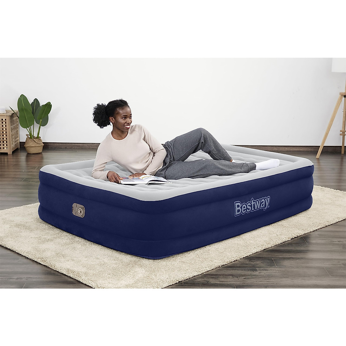 Bestway Tritech Air Mattress Full 15" with Built-in AC Pump, Navy
