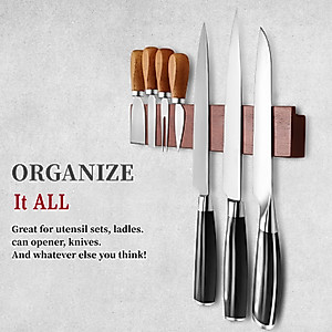 16'' Magnetic Knife Strips, Knife Holder for Wall Acacia Wood Knife Magnetic Strip with Powerful Neodymium Magnet Knife Rack Knife Bar for Kitchen Knives Tools Utensil Organizer & Kitchen Accessories