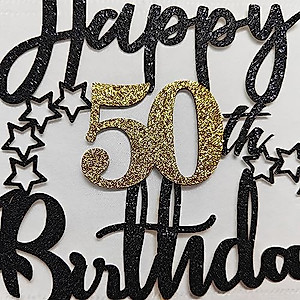 1 PCS Happy 50th Birthday Cake Topper,Happy 50 Birthday Cake Decoration for Happy 50th Birthday Cheers to 50 Party Decorations 50 Anniversary Birthday Cake Decorations Supplies（Star River series）