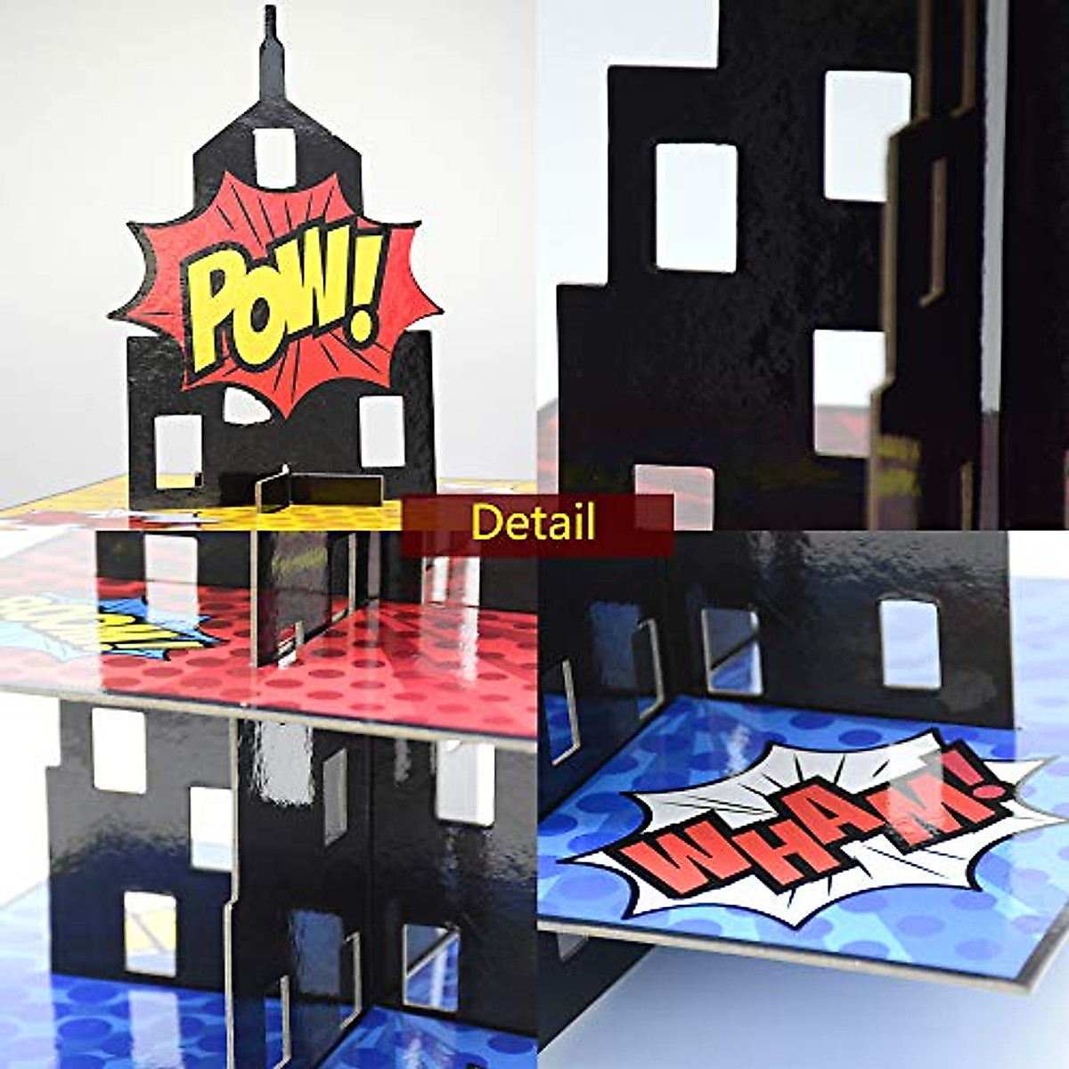 KALEFO Superhero Party Supplies Cake Stand 3 Tier Cupcake Stand Superhereo Party Favors Mini Cupcake Stand for Birthday Party Decorations