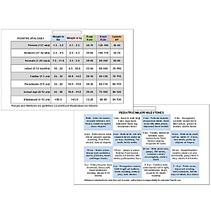 Pediatric Vital Signs, Plastic Horizontal Badge Card, Clinical Reference for Nurses, Common Pediatric Developmental, Major Milestones, RN or Nursing Clinicals, Glossy Eco-Friendly Teslin,