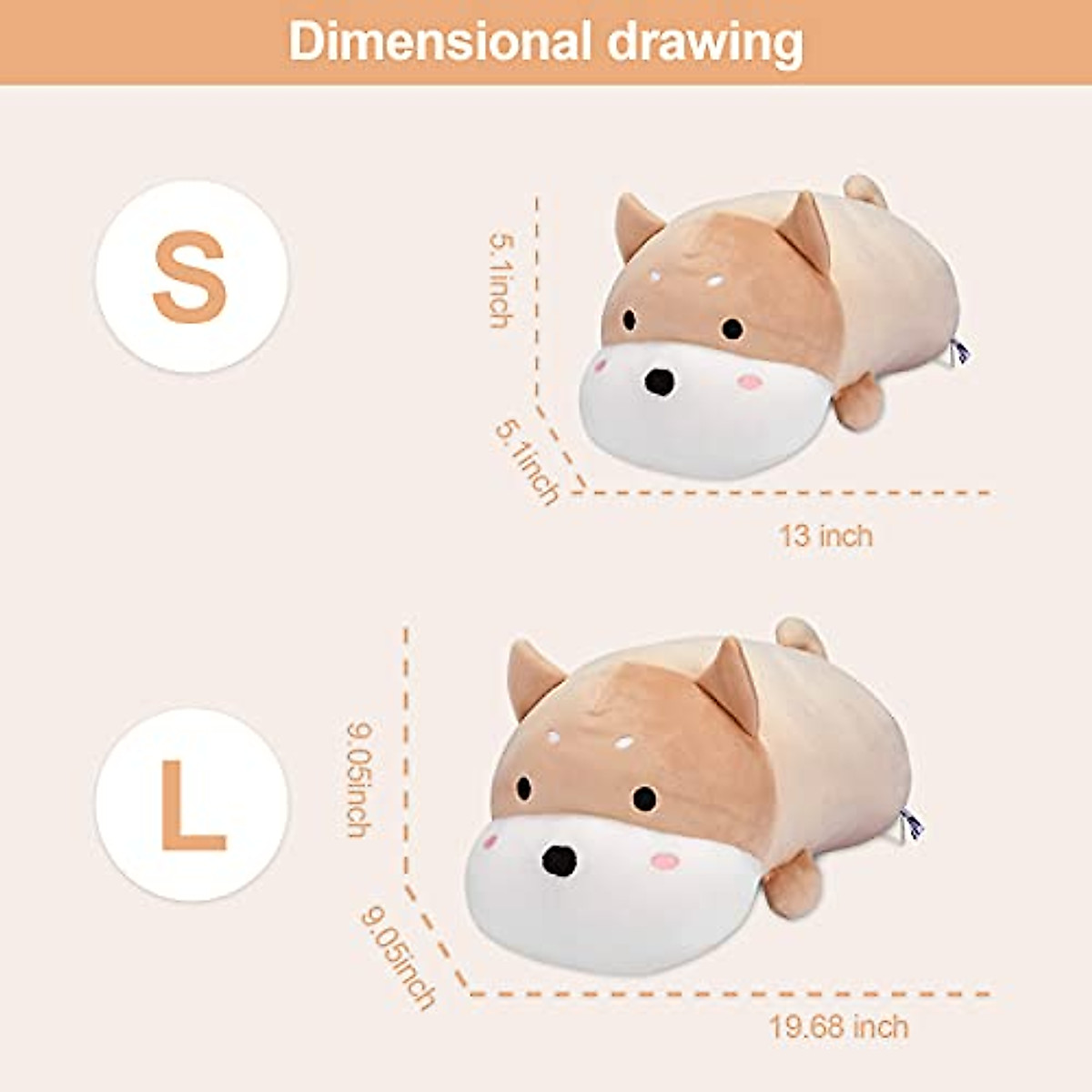 Z ZBWKBR Dog Stuffed Animal Dog Plush Pillow,Soft Cute Shiba Inu Plush Soft Plush Toy Gift for Kids Birthday Home Decor Hugging Sleeping Comfort Cushion 12'' (Yellow, Small)