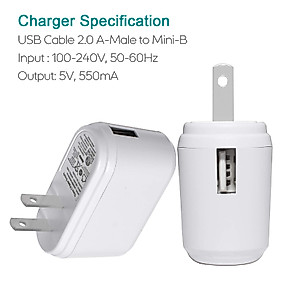 USB Power Adapter Wall Charger with USB Cable Travel Plug for Electric Massager