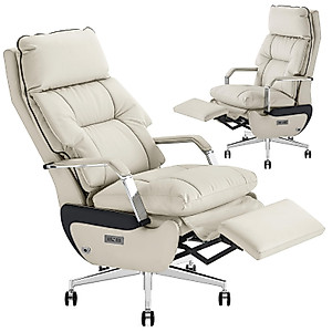 Dual-Motor Executive Office Chair with Foot Rest,Electric Reclining,Big and Tall,Office Chair,Ergonomic Office Chair, High Back Swivel,Comfor Home Office Desk Chair, 400LBS PU Computer Chair(Khaki)