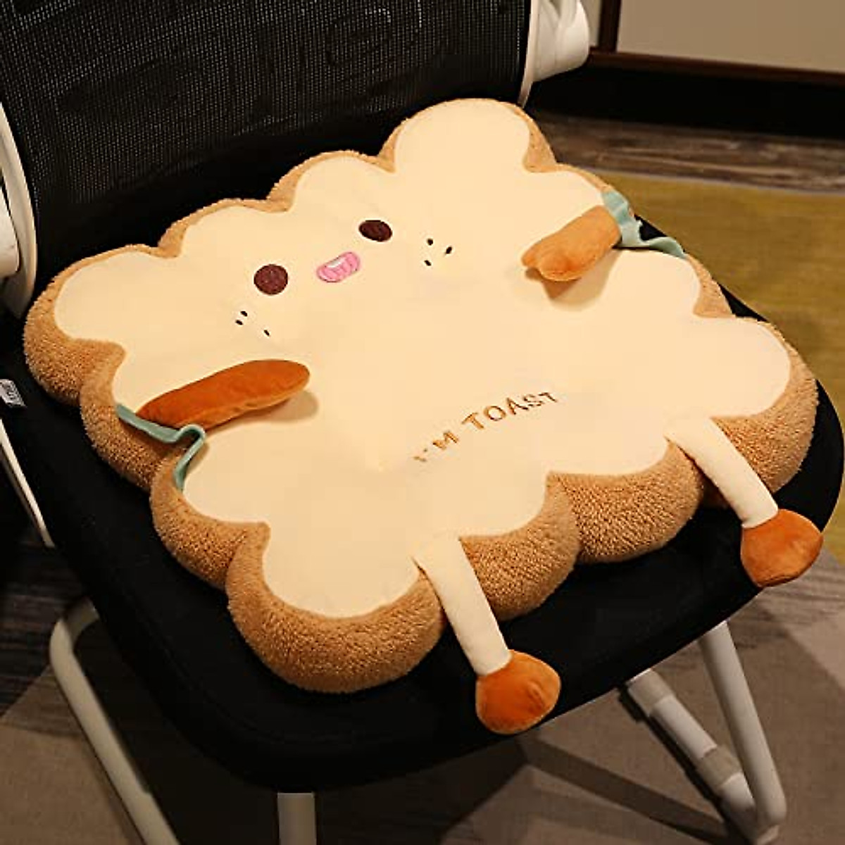 lumogeva Toast Bread Pillow Cushion with Cute Expression, Kawaii Plush Toy Funny Food Plush Cushion for Office Dorm Bedroom Seat,Plush Cushion Gift for Birthday, Valentine, Christmas (Square)…