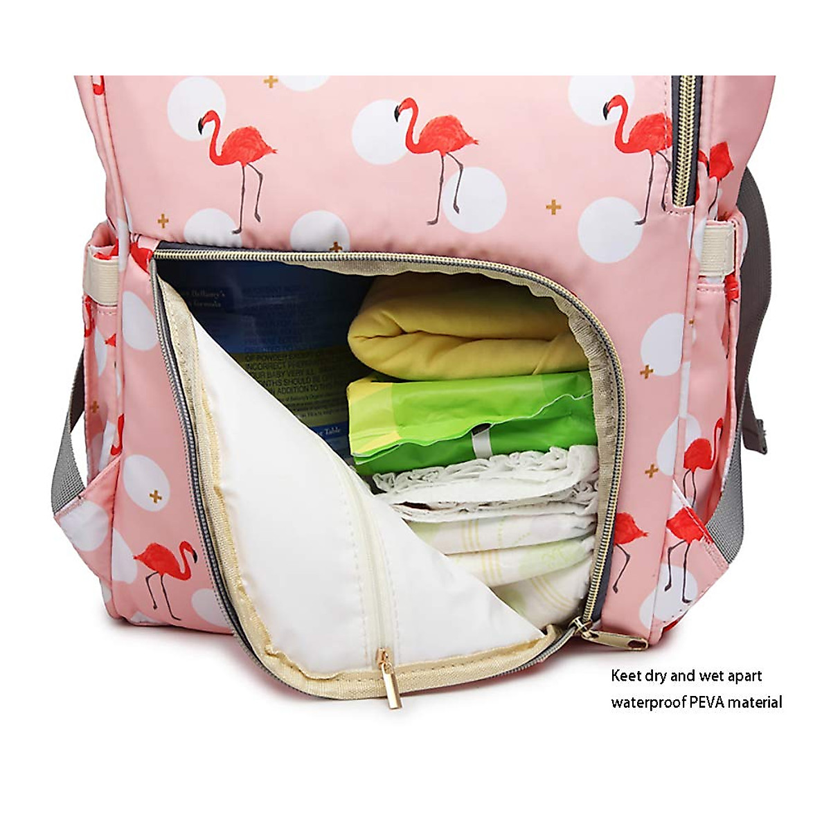 Starte Diaper Bag for Mom/Dad,Flamingo Bag for Women Waterproof Travel Backpack,Spacious Tote Shoulder Bag Organizer,Pink