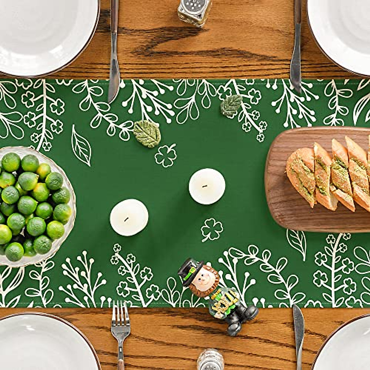 Artoid Mode Green St. Patrick's Day Table Runner, Spring Holiday Kitchen Dining Table Decoration for Indoor Outdoor Home Party Decor 13 x 72 Inch