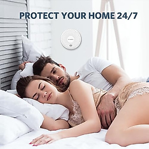 Carbon Monoxide Detector Smoke Detector Combo, HATHEPHS 10 Year Battery Ultra-Thin Photoelectric Smoke Alarm and CO Detector with Large Test/Silence Button, 2-Pack