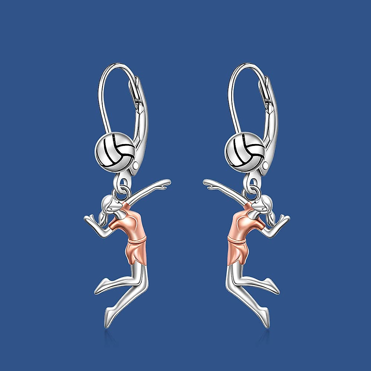Volleyball Earrings Volleyball Gifts for Women Sterling Silver Dangle Drop Player Fan Coach Volleyball Jewelry…