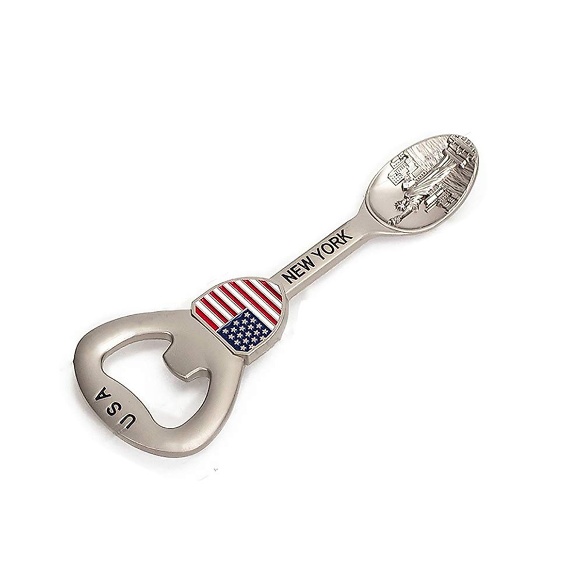 SHFICDJ Travel souvenirs Soup spoon shape Bottle Opener,USA New York Zinc alloy Beer Bottle Openers,Creative kitchen supplies gift bottle opener.