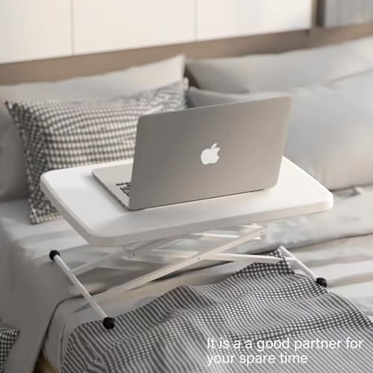 Delitem 25x17 inch Height Adjustable Desk/Table Surface Riser, 17" Wide Tabletop Multi-Height Desk Converter, Monitor Laptop Platform Work Station/Panic Table (Blue)