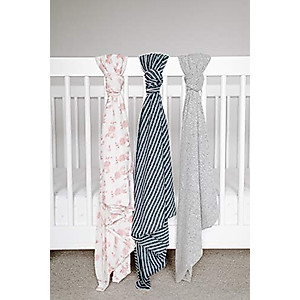 aden + anais Snuggle Knit Baby Swaddle Blanket for Newborn Girl and Boy, Versatile Stroller Cover, Burp Cloth, Nursing Shield, 47 x 47 Inch, Heather Grey