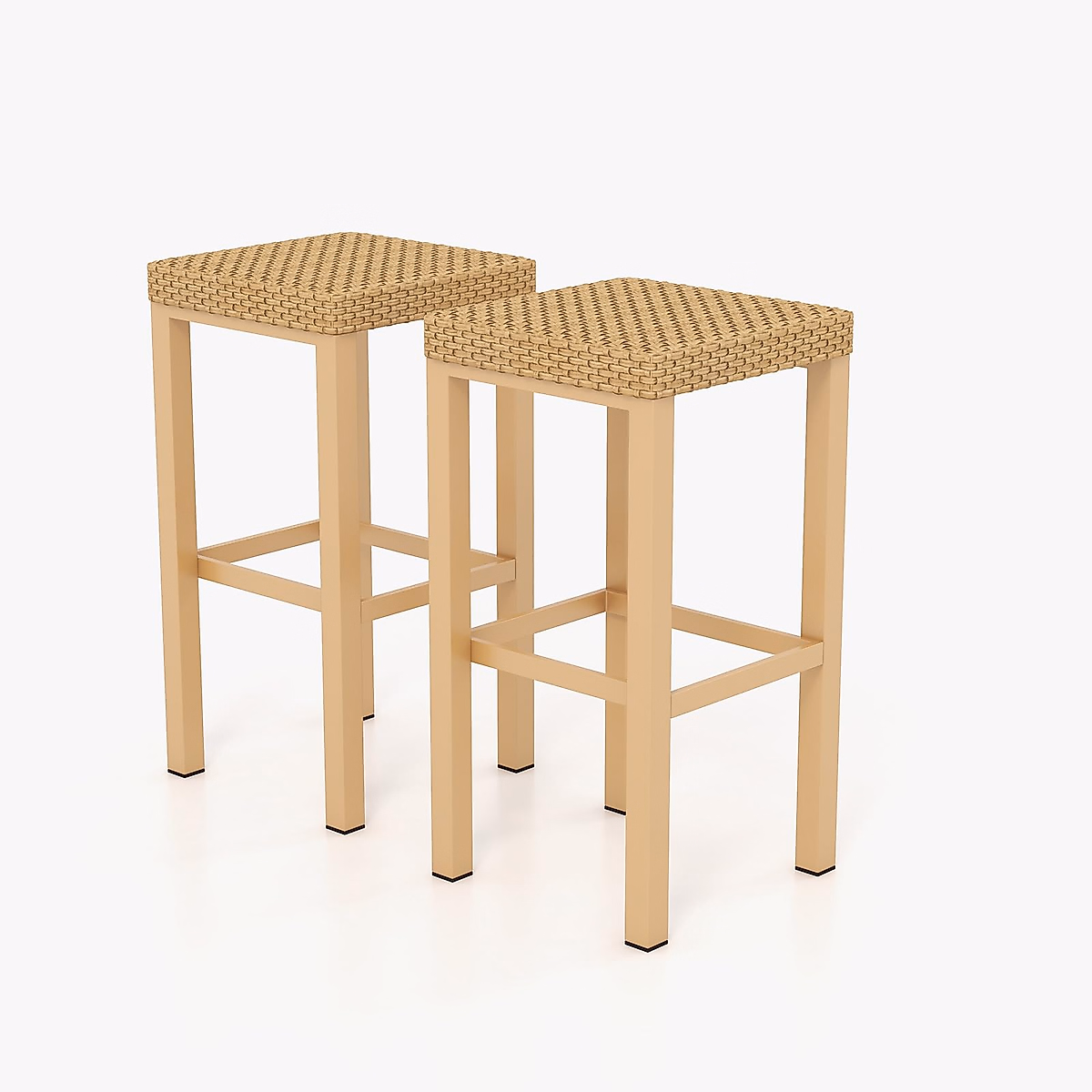 Grand patio 2 Piece Outdoor Tropical Paradise Tiki Bars Stools, Phuket Islander Tiki Bar 2 Stools for Garden Patio, Natural