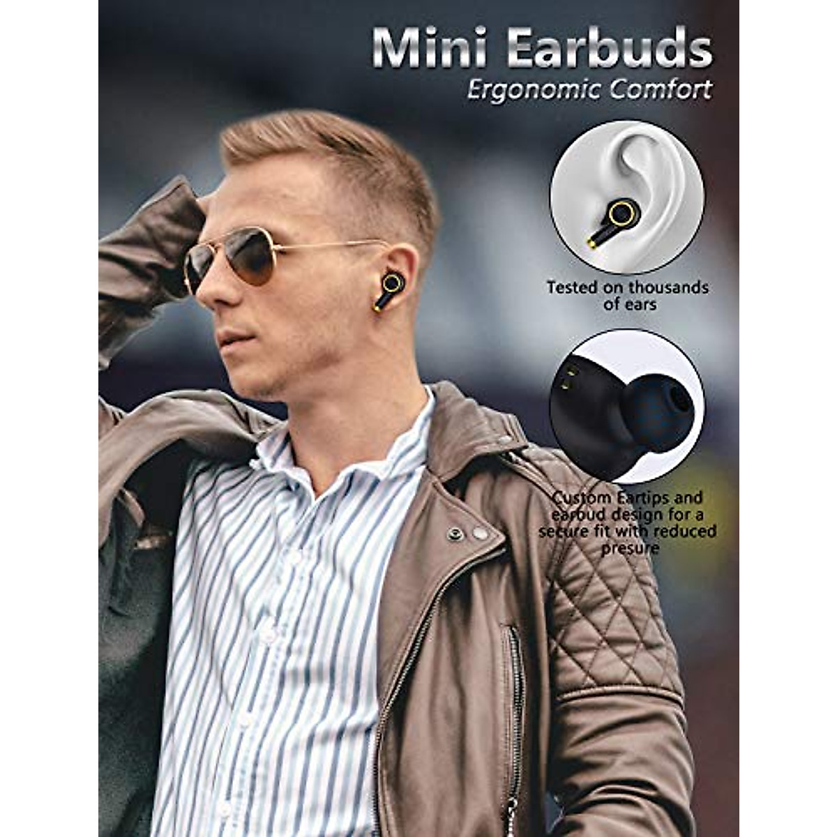 Bluedio Bluetooth Wireless Earbuds, P(Particle) Wireless Earbud Headphones in-Ear Earphones with Charging Case, Mini Car Headset Built-in Mic for Cell Phone/Running/Android, 6Hrs Playtime