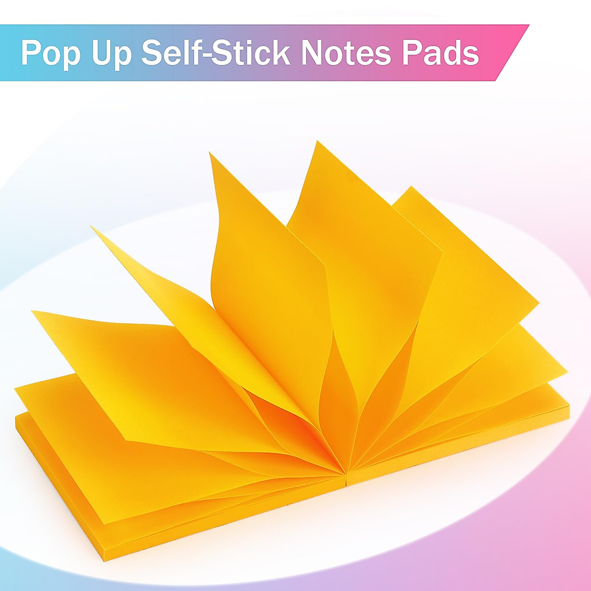 Sticky Notes 3x3 Pop Up Self-Stick Notes Pads with 6 Bright Colors, Easy to Post for Office, Shool, Home, 6 Pads/Pack, 100 Sheets/Pad(Pop Up)