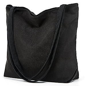 Women Corduroy Tote Bag Big Capacity Satchel Shoulder Bag Travel Bag Crossbody Bag Stylish Tote Handbag Hobo Bag 2022, Black
