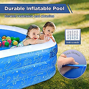 ACQCES Inflatable Swimming Pool for Kids, Family-Size Inflatable Baby Pool Blow Up Pool for Kids, Cartoon Plastic Pool, Kiddie Pool for Toddlers Backyard Outdoor Garden, Summer Water Party