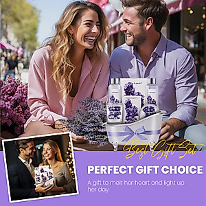 Gift Set for Women Body & Earth Gifts for Women Lavender Gift Baskets For Women Bath Sets for Women Gift with Bubble Bath Body Lotion Scented Candle Valentines Day Gifts for Her Bath Gifts for Women