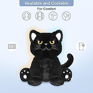 SuzziPals Coolable & Heatable Grumpy Black Cat Stuffed Animals, Lavender Scented Microwavable Plush Toys Heating Pad for Soothing & Period Discomfort, Kitty Plushie for Bedtime Cuddle, Warming Gift