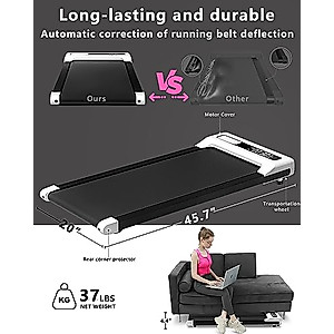 Walking Pad Treadmill Under Desk,Quiet Compact Desk Treadmill for Work from Home Office,Large Capacity with Rmote Control