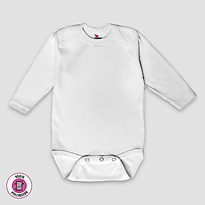 Laughing Giraffe Baby Long Sleeve One Piece Bodysuit 100% Polyester Sublimation Blank White (0-3 Months)