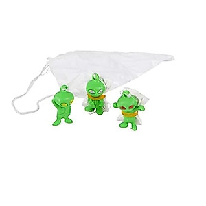 36 Alien Paratroopers with Parachutes, Vinyl Parachute Toys, Durable Plastic Guys Playset, Space Party Favors, Goody Bag Stuffers, for Boys and Girls