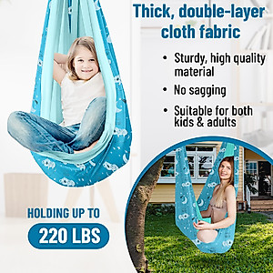 KidzAdventure Sensory Swing for Kids & Adults | Double-Layer Cloth Outdoor Indoor Therapy Swing Chair for Kids |Durable and Comfy Indoor Hammock Swing Chair for Bedroom – Little Star Theme