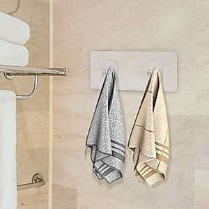 Prasacco 8 Pcs Adhesive Hooks Strong Shower Shelf Hooks Double Claw Wall Hooks Sticker Hooks for Shower Caddy Basket Kitchen Bathroom