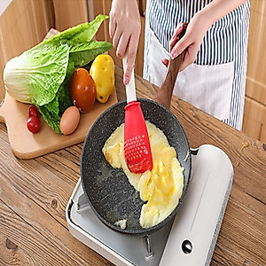 Xesakesi 4 PCS Multifunctional Cooking Spoon, All Purpose Kitchen Tool Skimmer Scoop Colander Strainer Grater Masher, Food-Grade High Temperature Resistant Cooking Gadgets, Plastic (2Red+2Black)