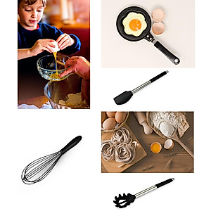 15 Pieces Silicone Kitchen Utensil Set with Holder | Non Slip Stainless Steel Cooking Tool |Spatulas, Spoon, Ladle, Pasta Server, Turner, Tongs, Whisk & More | Heat Resistant 446°F | BPA Free (Black)