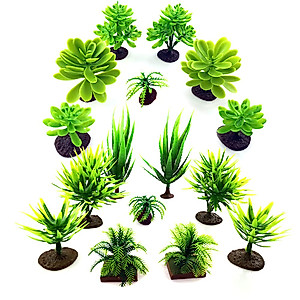 Saktopdeco 16 PCS Miniature Trees Plastic Diorama Trees Model Scenery Tree Cake Topper for Crafts DIY Landscape Dollhouse Train Scenery