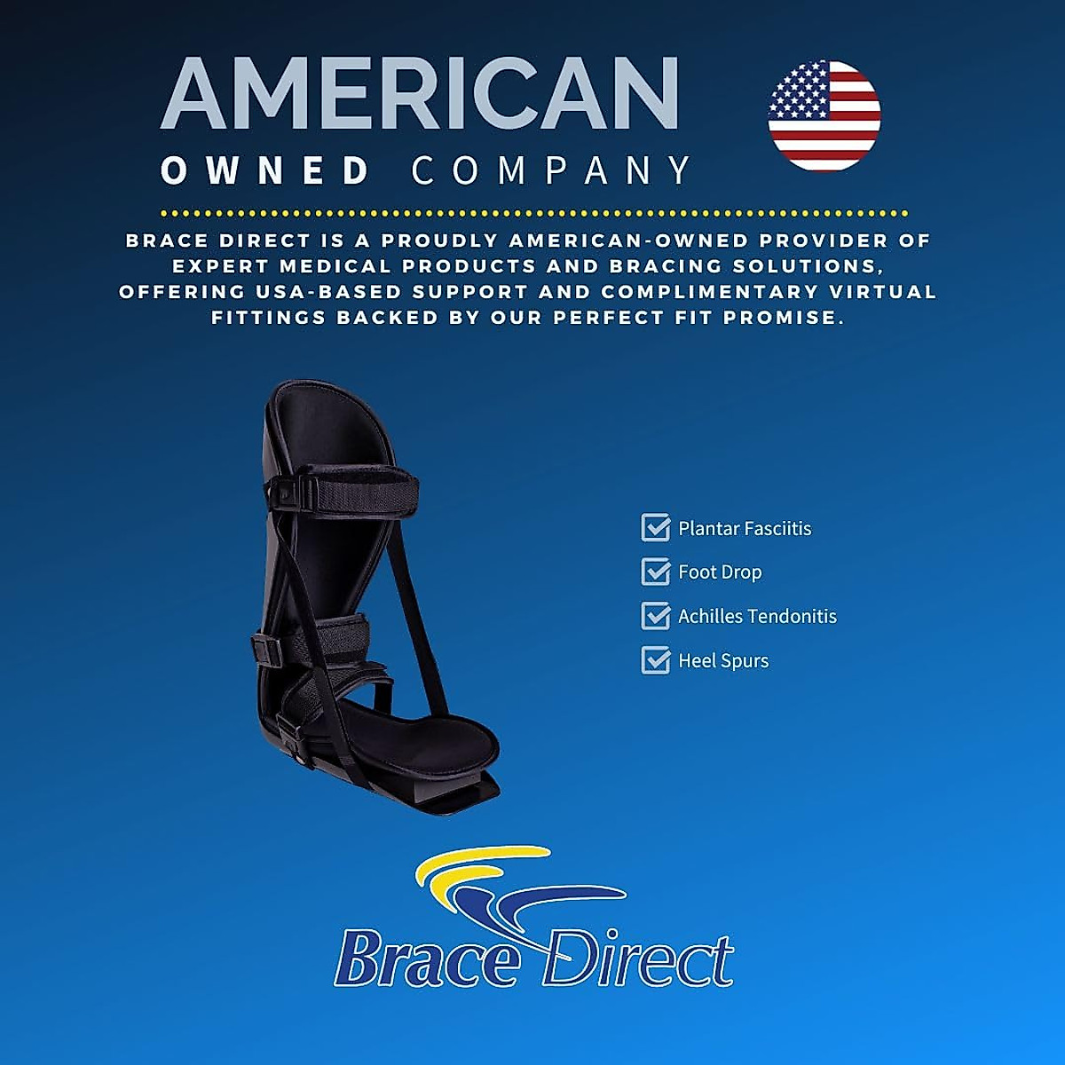 Brace Align Adjustable Night Splint for Plantar Fasciitis, Achilles Tendinitis, Heel Pain, Heel Spur and Drop Foot​ for Right or Left Foot, Men and Women from PDAC L4396, L4397