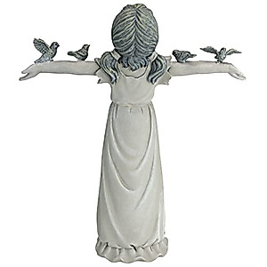 Design Toscano NG34012 Basking in God's Glory Little Girl Outdoor Garden Statue, Medium, Two Tone Stone