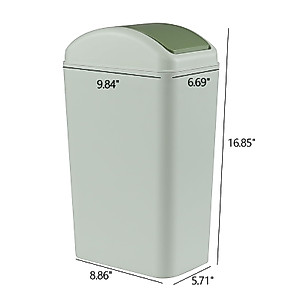Lesbin 3.5 Gallon Swing Top Plastic Trash Can, Garbage Bin with Swing Lid, Green