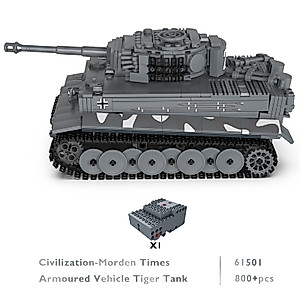 JMBricklayer Tank Building Sets for Adults or Boys - WW2 Military RC Tiger Army Tank Model Toy, Armed Construction Vehicle Set Ideal Gifts Toys 61501