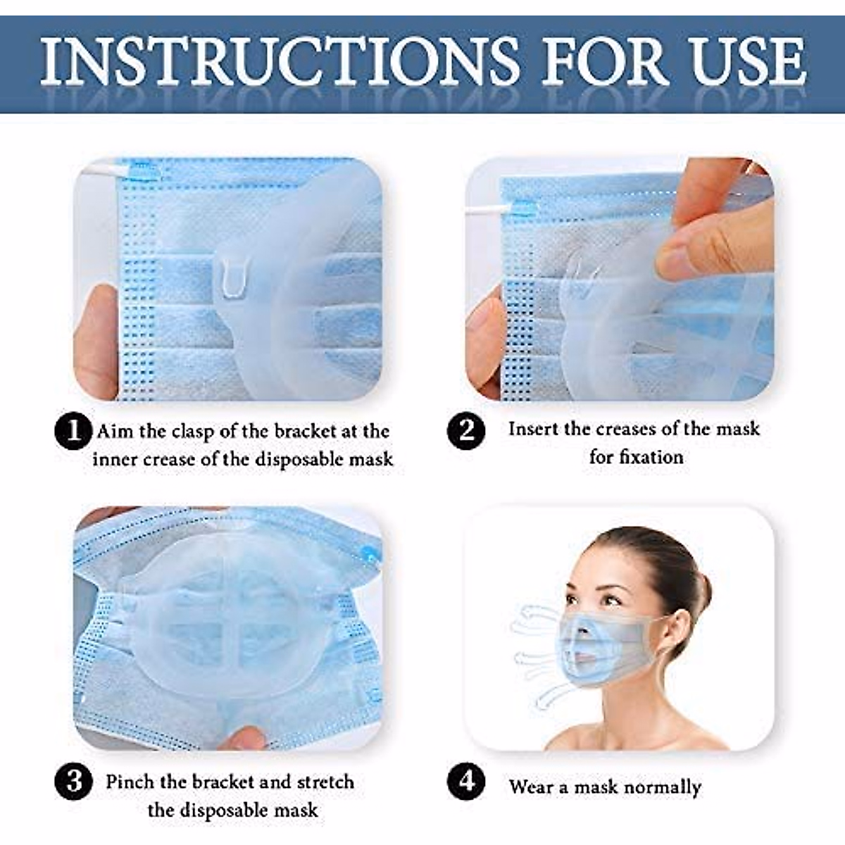 3D Bracket, Inner Support Bracket , Lipstick Protection Stand- Mouth and Nose Protection Lipstick Increase Breathing Space Help Breathe Smoothly (10Pack)