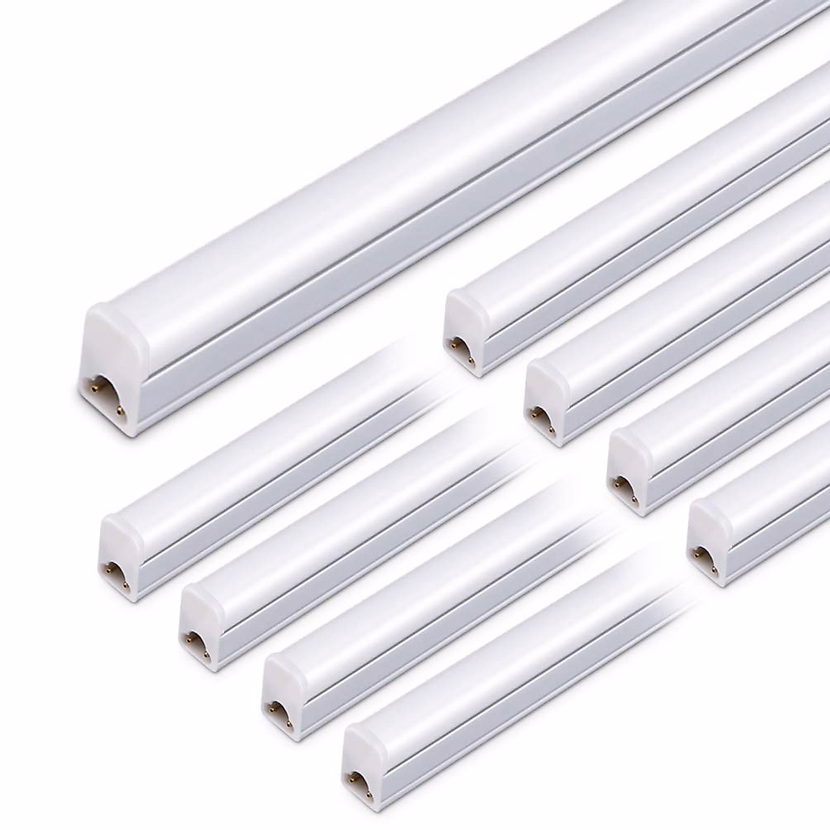 Kihung (8 Pack) LED T5 3FT Tube Light Fixture, 15W, 1800lm, 6500K, 3 Foot Linkable LED Shop Light Tube, Ceiling, Workshop, Corded Electric with Built-in ON/Off Switch