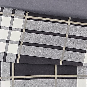 Truly Soft Everyday - Full/Queen 3 Piece Duvet + Sham Set - Milo Plaid Flannel Collection - Grey