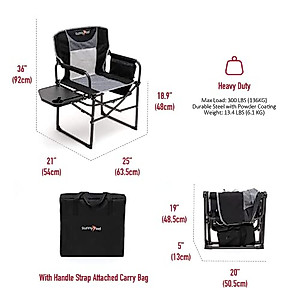 SUNNYFEEL Oversized Camping Directors Chair 2 Pack, Portable Folding Lawn Chairs for Adults Heavy Duty with Side Table,Pocket for Beach, Fishing,Picnic,Concert Outdoor, Foldable Camp Chairs