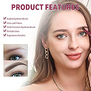 Monirsen 2Pcs Anjoize Eyebrow Pen, Home Eyebrow Care Kit 4D Laminated, Anjoize Eyebrow Brush, 4D Hair Stroke Brow Stamp Brush, EELHOE Eyebrow Brush, Multi Function Ultra-thin Makeup Brush