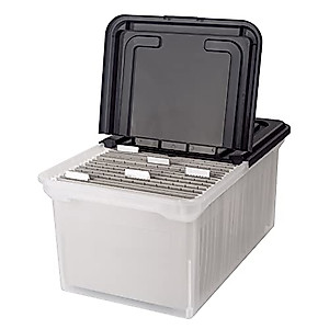 Office Depot Stackable File Tote Box, Letter Size, 14 1/4in. x 23 3/8in. x 10 7/8in., Black/Clear, 139732