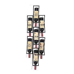 PIBM Stylish Simplicity Wine Shelf Iron Wine Rack Wall-Mounted Metal Wine Rack 7 or 10 Bottles Capacity, Black , Small