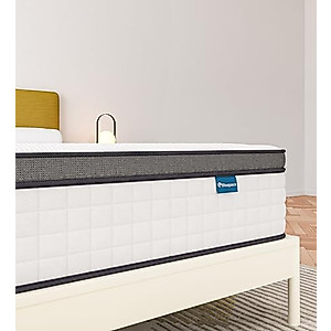 elitespace King Mattress,12 Inch Hybrid King Size Mattress in a Box,Mattresses with Memory Foam and Pocket Spring,Soft and Comfort White King Mattress,Non-Fiberglass,Medium Firm.