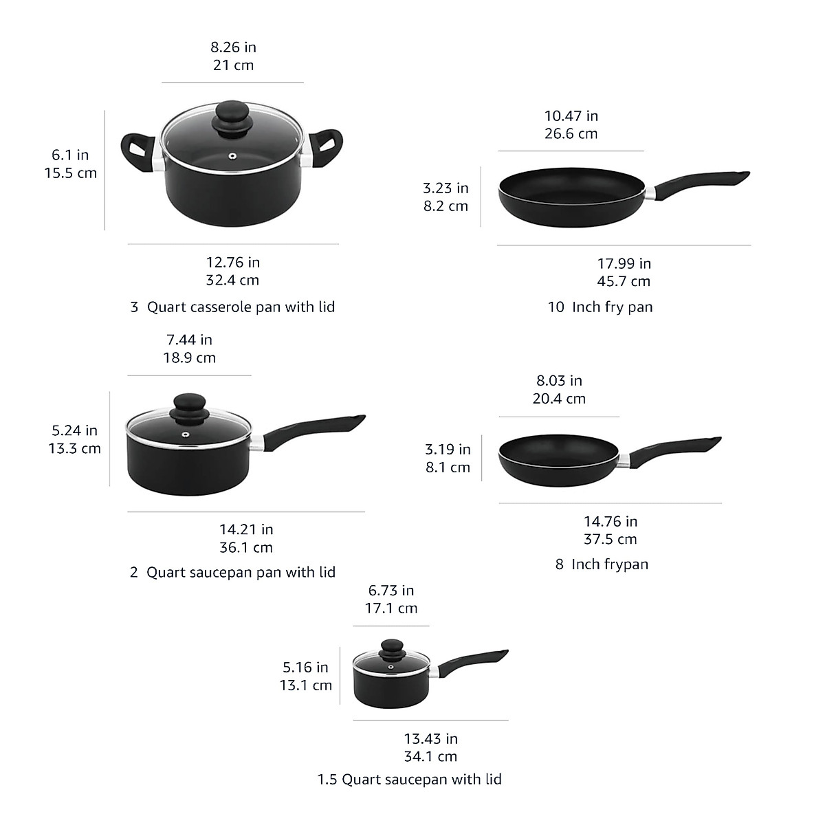 Amazon Basics Non-Stick Cookware Set, Pots and Pans - 8-Piece Set