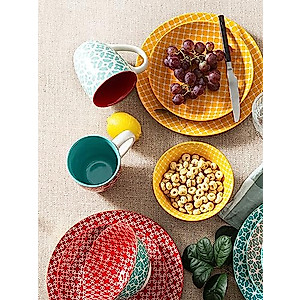 DOWAN Coffee Mugs Set of 6, Colorful 19 oz Large Porcelain Mugs with Handle for Coffee Tea and Cocoa, Ceramic Coffee Cups for Women Men, Vibrant Colors, Housewarming Gift