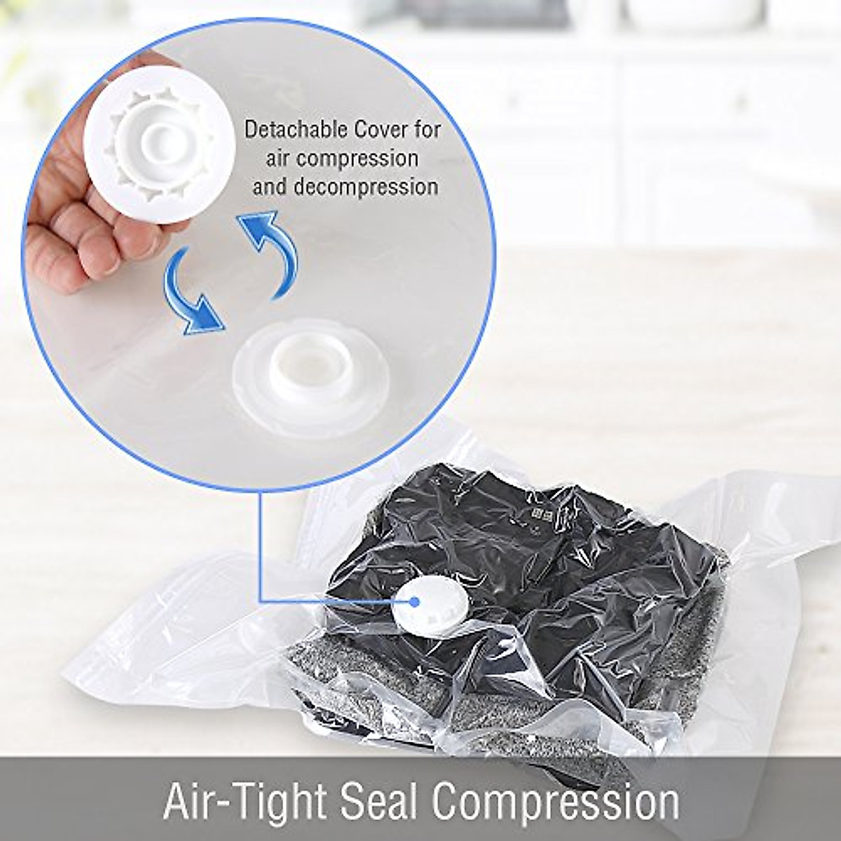 Serene Life Premium Jumbo Vacuum Storage Bags with Hand Vacuum Pump | Easy to Use, Reusable, Zippered Plastic Space Saver Bags for Storage, Travel & Closet Organization