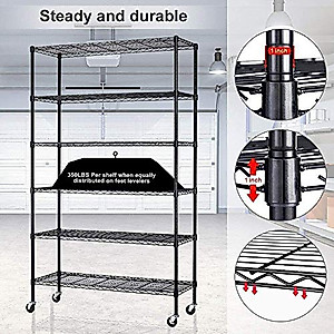 ZZD 6 Tier Storage Shelves for Storage Rack, 82" Heavy Duty Wire Shelving Unit Metal Storage Shelf 2100Lbs Capacity Adjustable Layer Metal Rack Strong for Restaurant Garage Kitchen