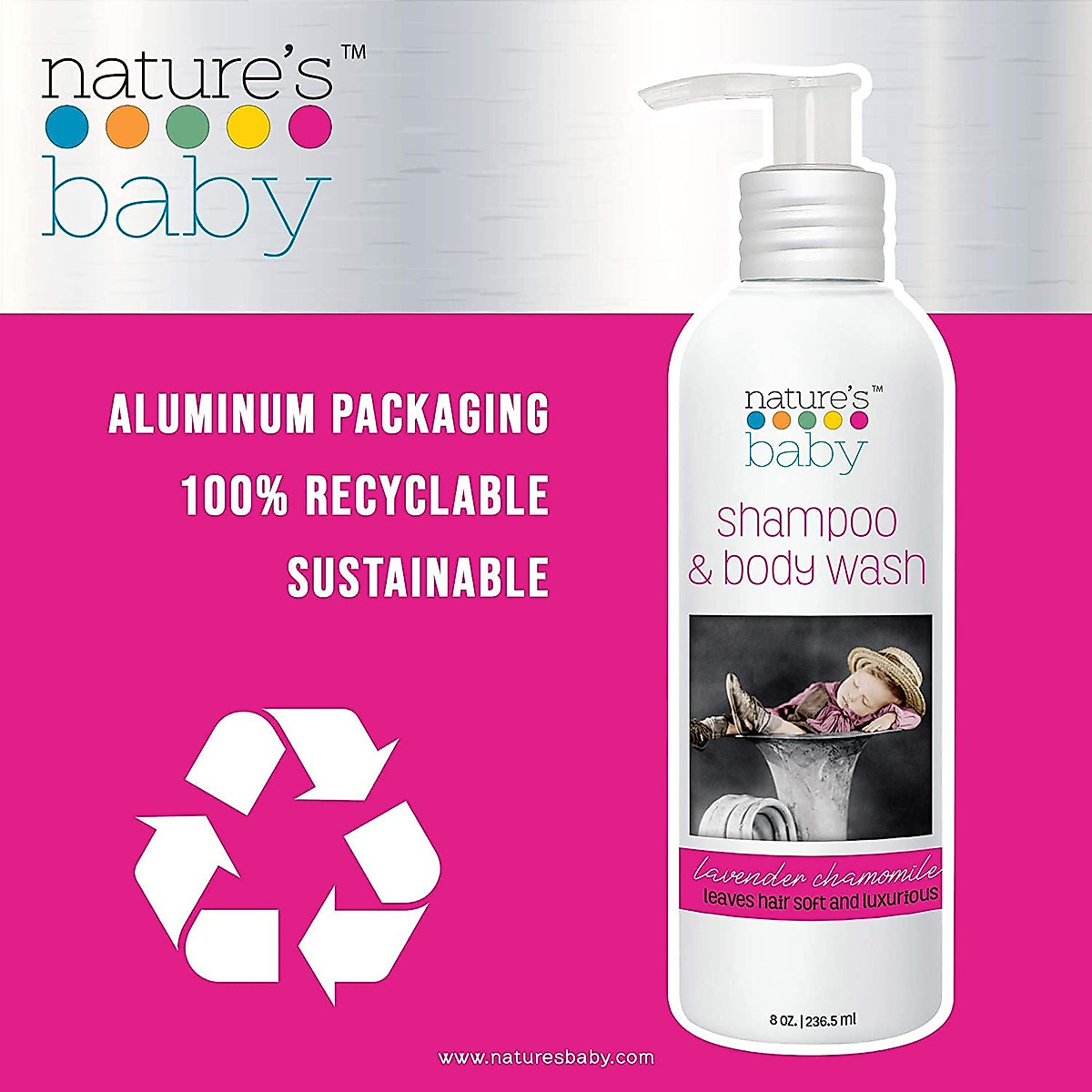 Nature's Baby Conditioner & Detangler - Formulated for Problem and Sensitive Skin - Sulfate Free, No Artificial Fragrances and pH Neutral - Lavender Chamomile 8 oz