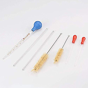 StonyLab Graduated Cylinder Set, 12 Pcs - Include 5 Borosilicate Glass Measuring Cylinders in 5 ml/10 ml/25 ml/50 ml/100 ml,3 Pipettes, 2 Stirring Rods & 2 Clean Brushes